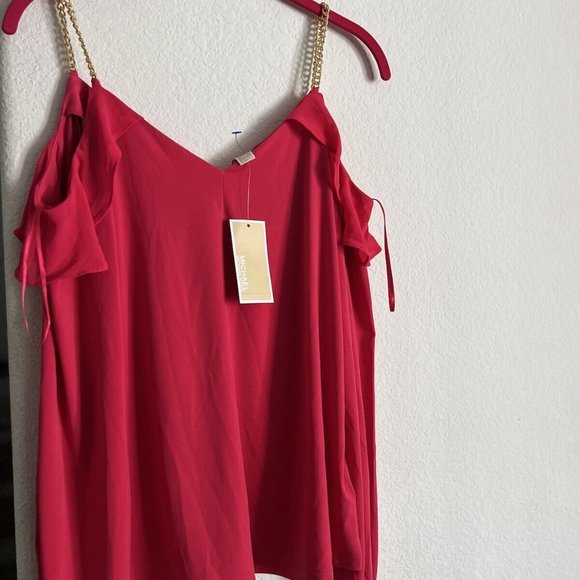 Michael Kors | Tops | Michael Kors Womens Top Xs Cold Shoulder Gold ...